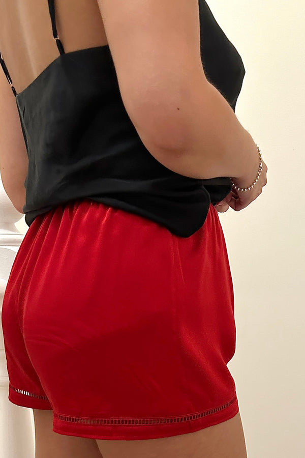100% Mulberry Silk Shorts - Red | SILKBLVD Sleepwear - Silk Blvd Sleepwear
